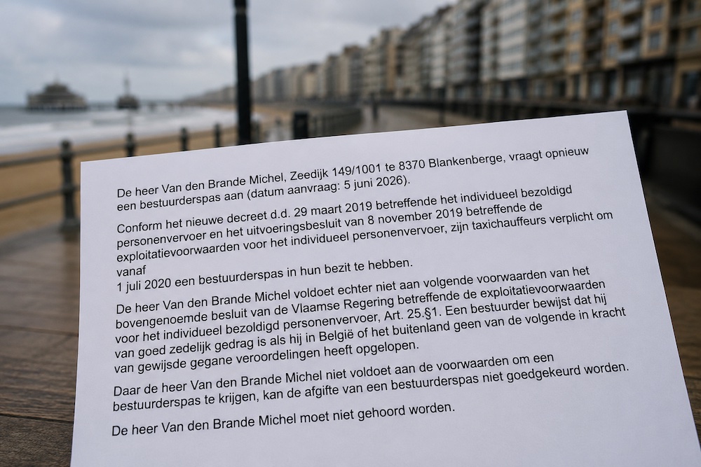 Taxi droom spat uiteen: in Blankenberge trekt Michel Van Den Brande de ...